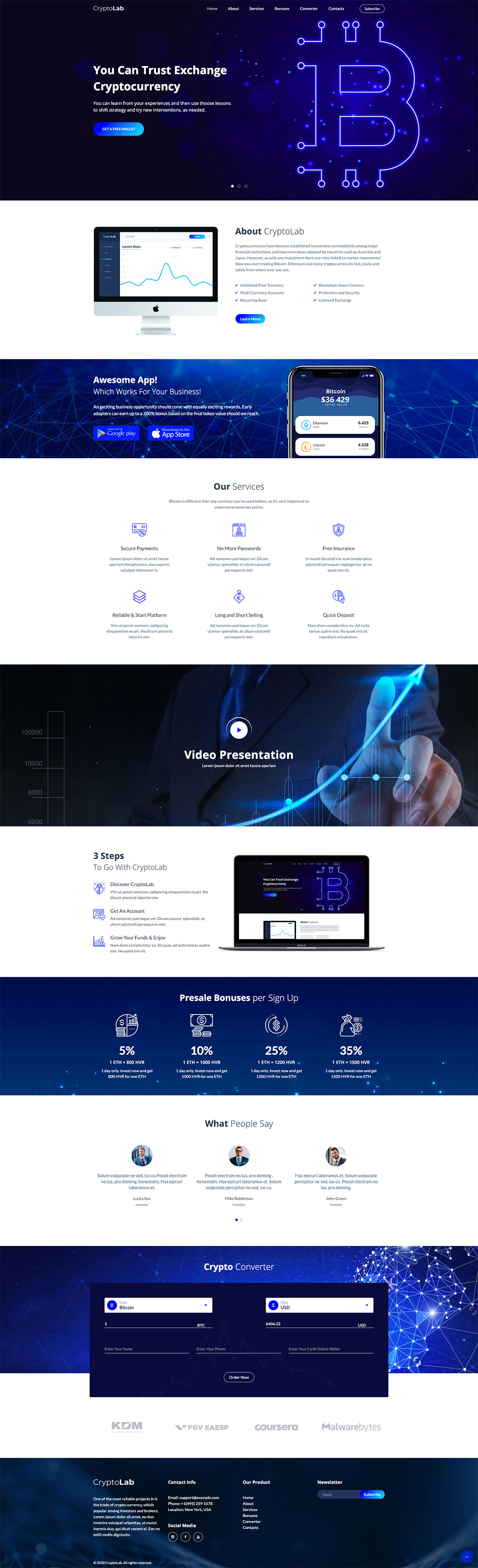 Cryptolab One Page HTML Template